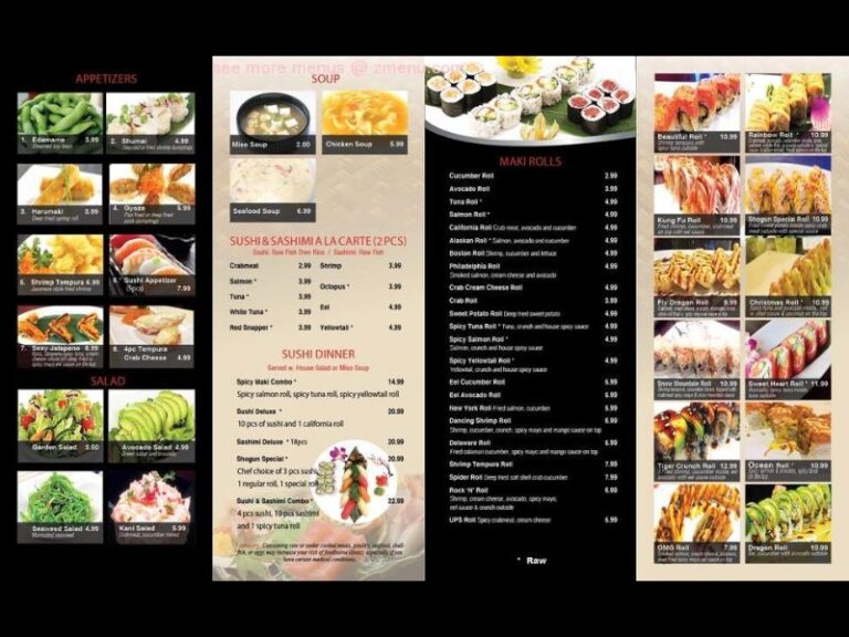 Shogun Dinner Prices - The Food Menus